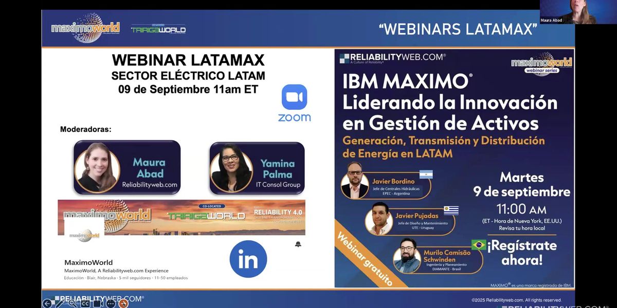 Reliabilityweb MAXIMO en Utilities: Experiencias en LATAM