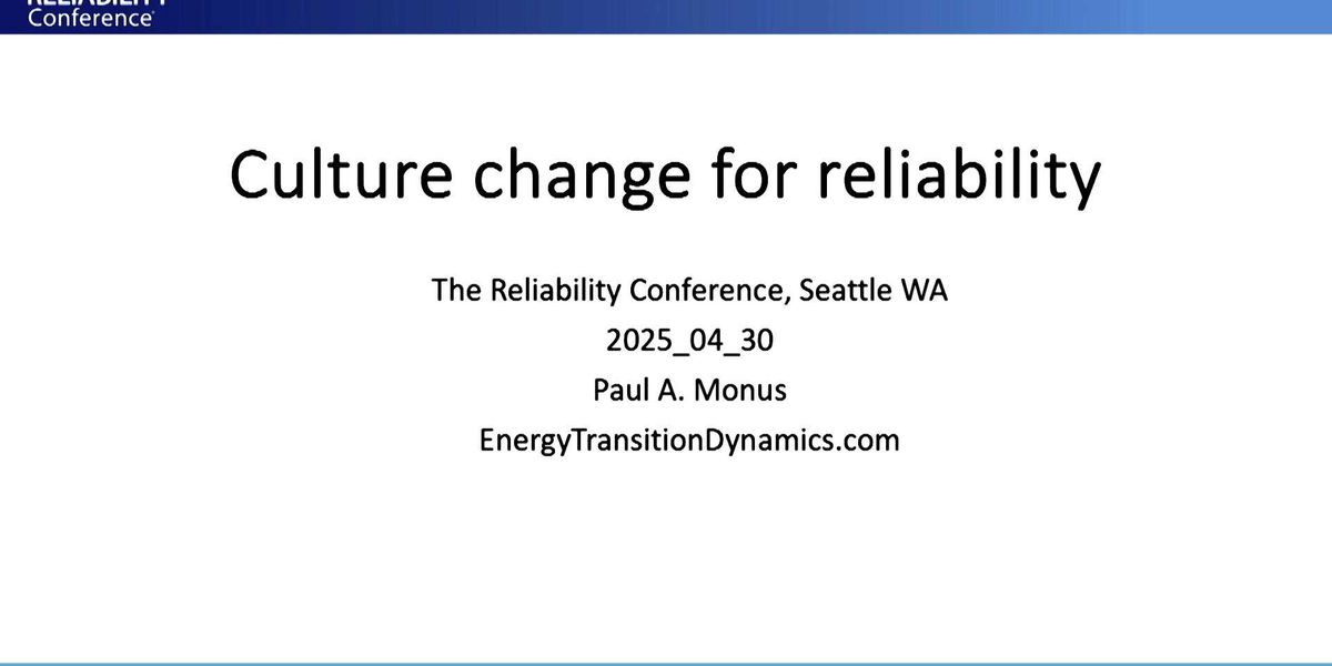 Reliabilityweb Culture as the Key to Reliability