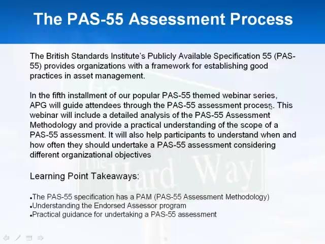Reliabilityweb The PAS-55 Assessment Process
