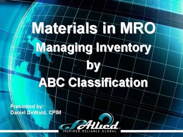 Reliabilityweb Managing MRO Inventory by Using ABC Classification