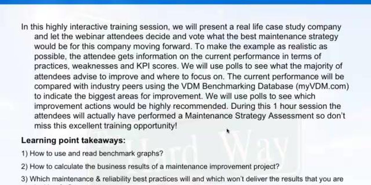 Reliabilityweb Test your Maintenance Benchmarking Skills!