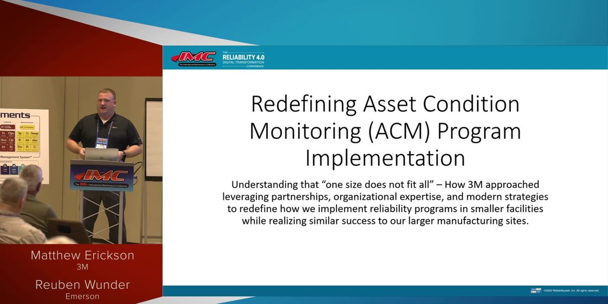 Reliabilityweb Redefining Asset Condition Monitoring (ACM) Program Implementation